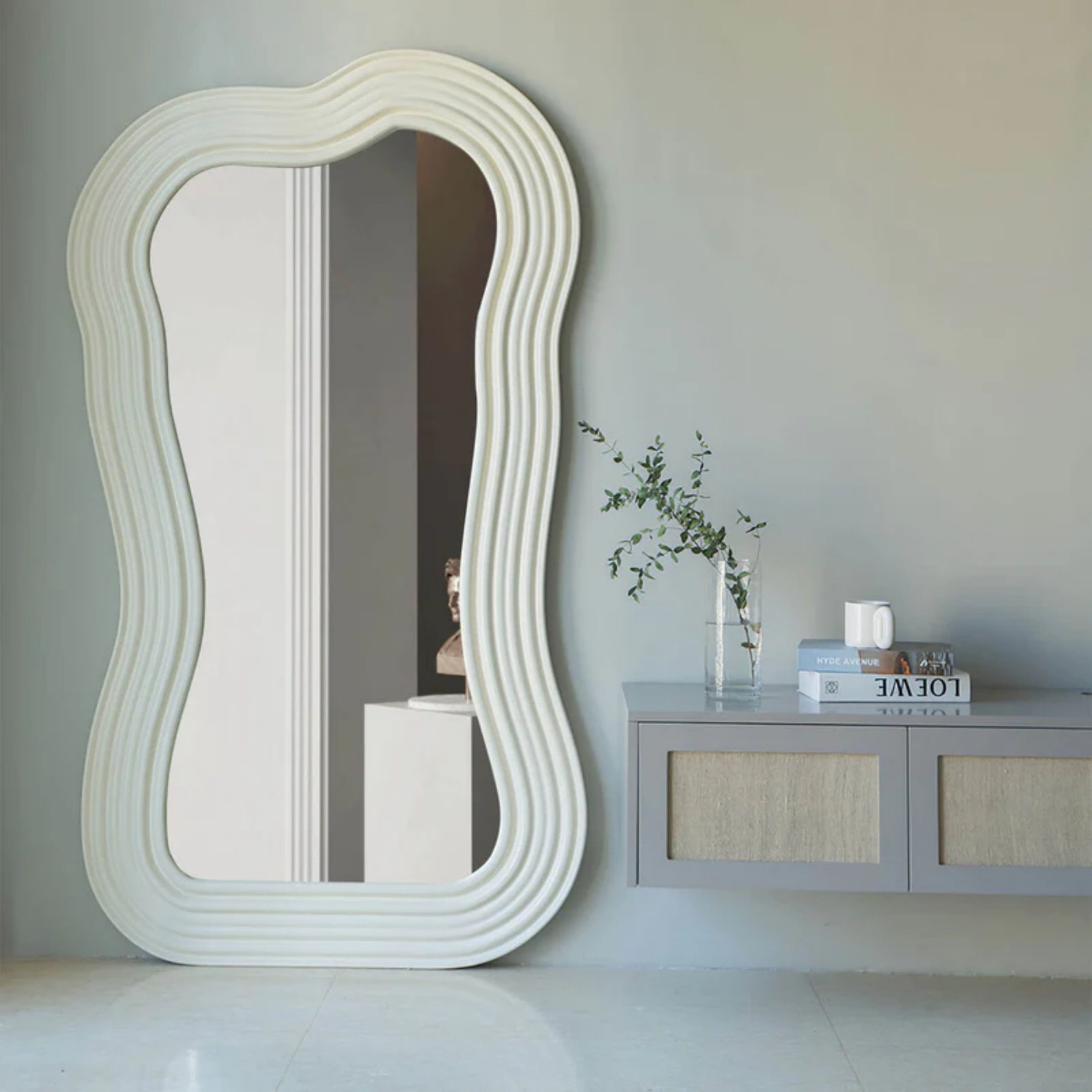 Full Length Wavy Mirror Floor Wave Mirror Long Irregular - Etsy UK