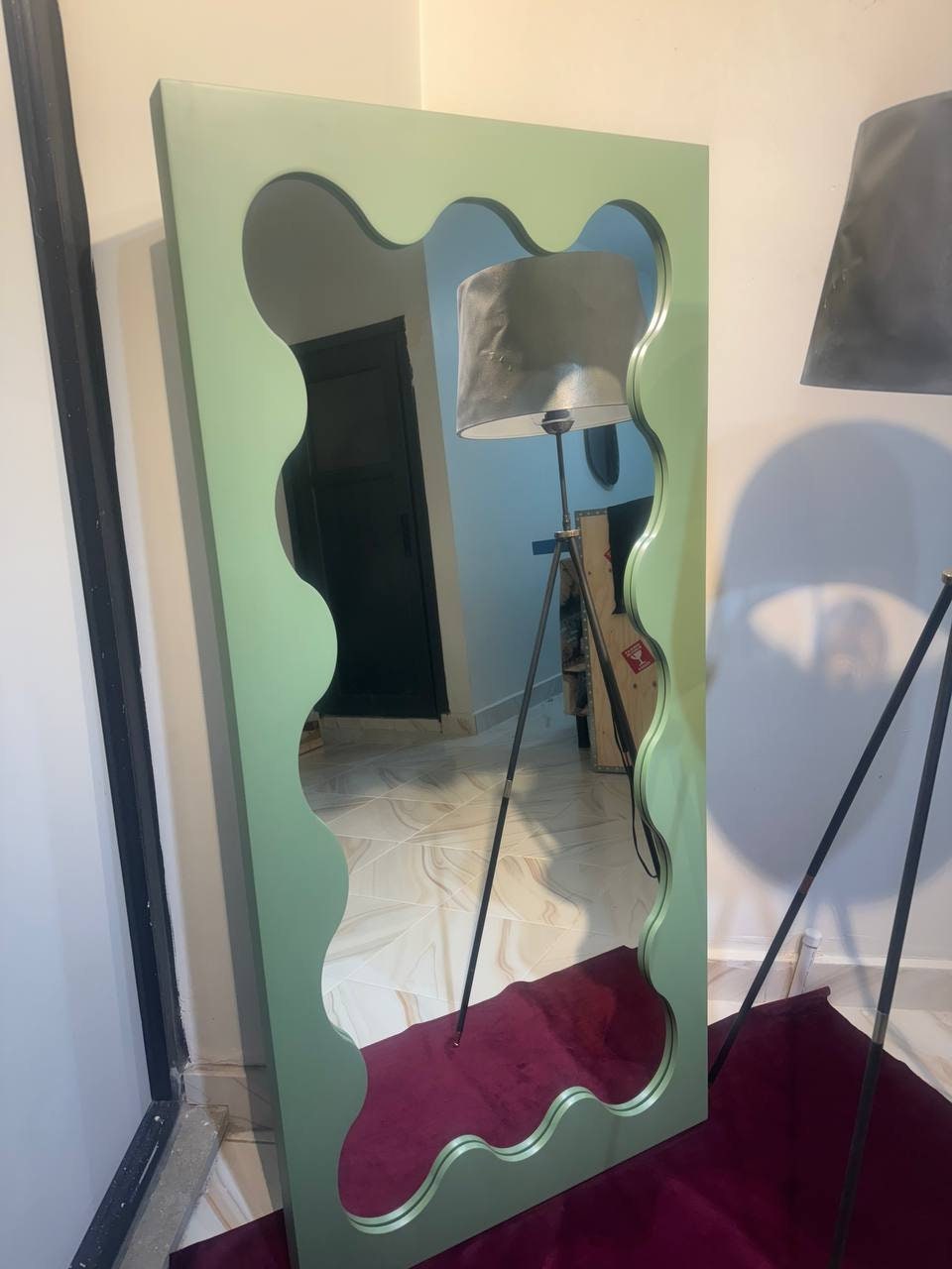 Full Length Wavy Mirror - Floor Wave Mirror - Long Irregular Mirror ...
