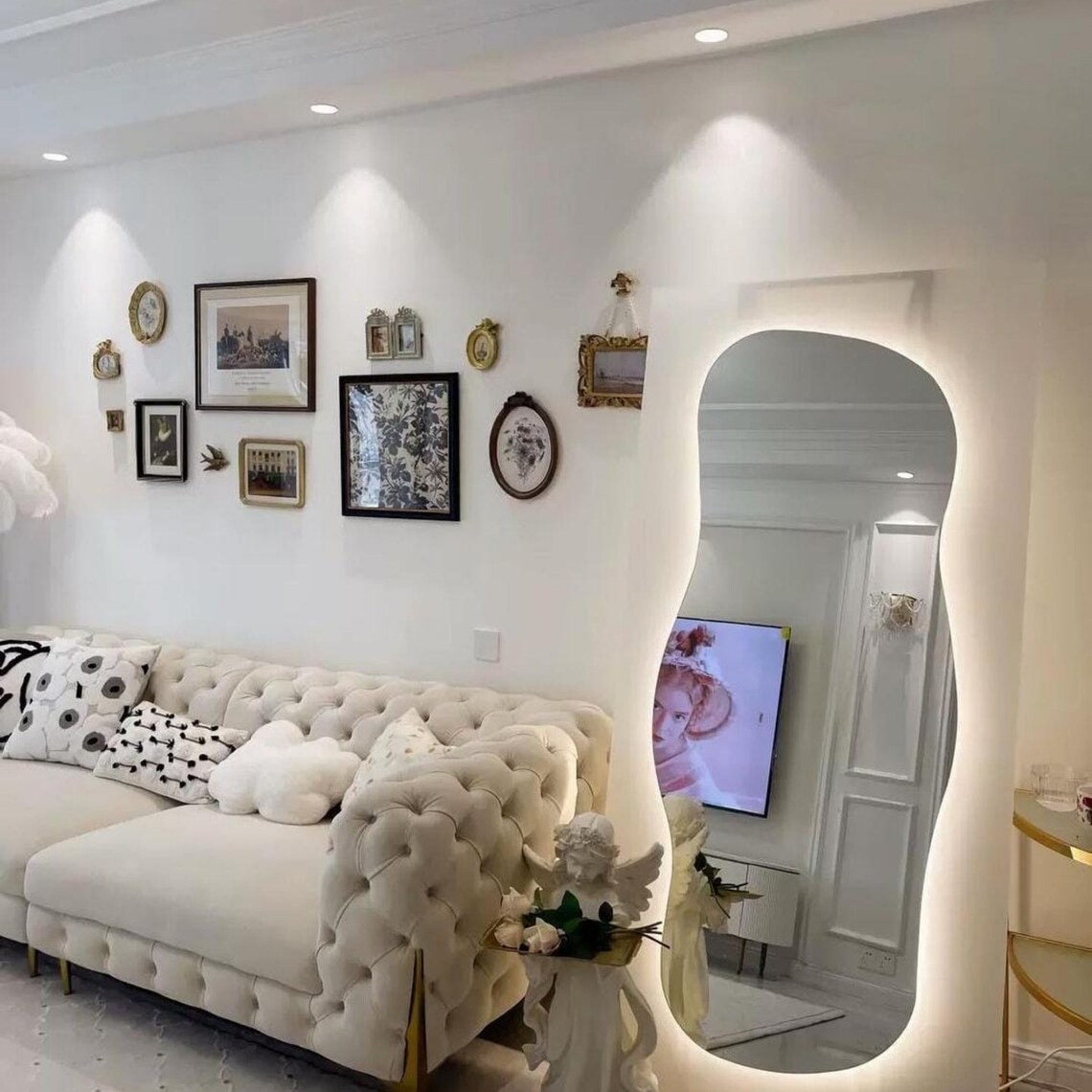 Led Floor Full Length Arch Tall Mirror Iregular Large Decor Mirror Led ...