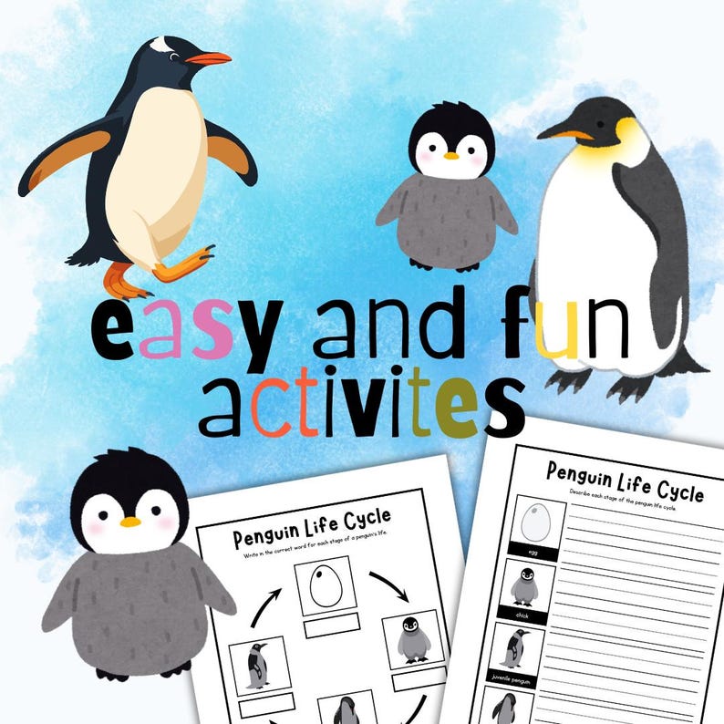 Penguins No Prep Worksheet Pack | Math Language Reading Skills Digital ...