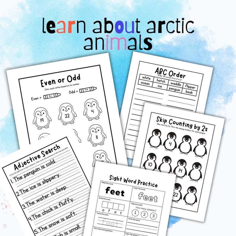 Penguins No Prep Worksheet Pack | Math Language Reading Skills Digital ...