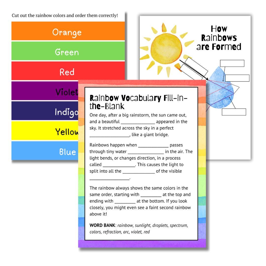 Rainbows Homeschool Mini Study Unit | Digital Download Curriculum - Etsy