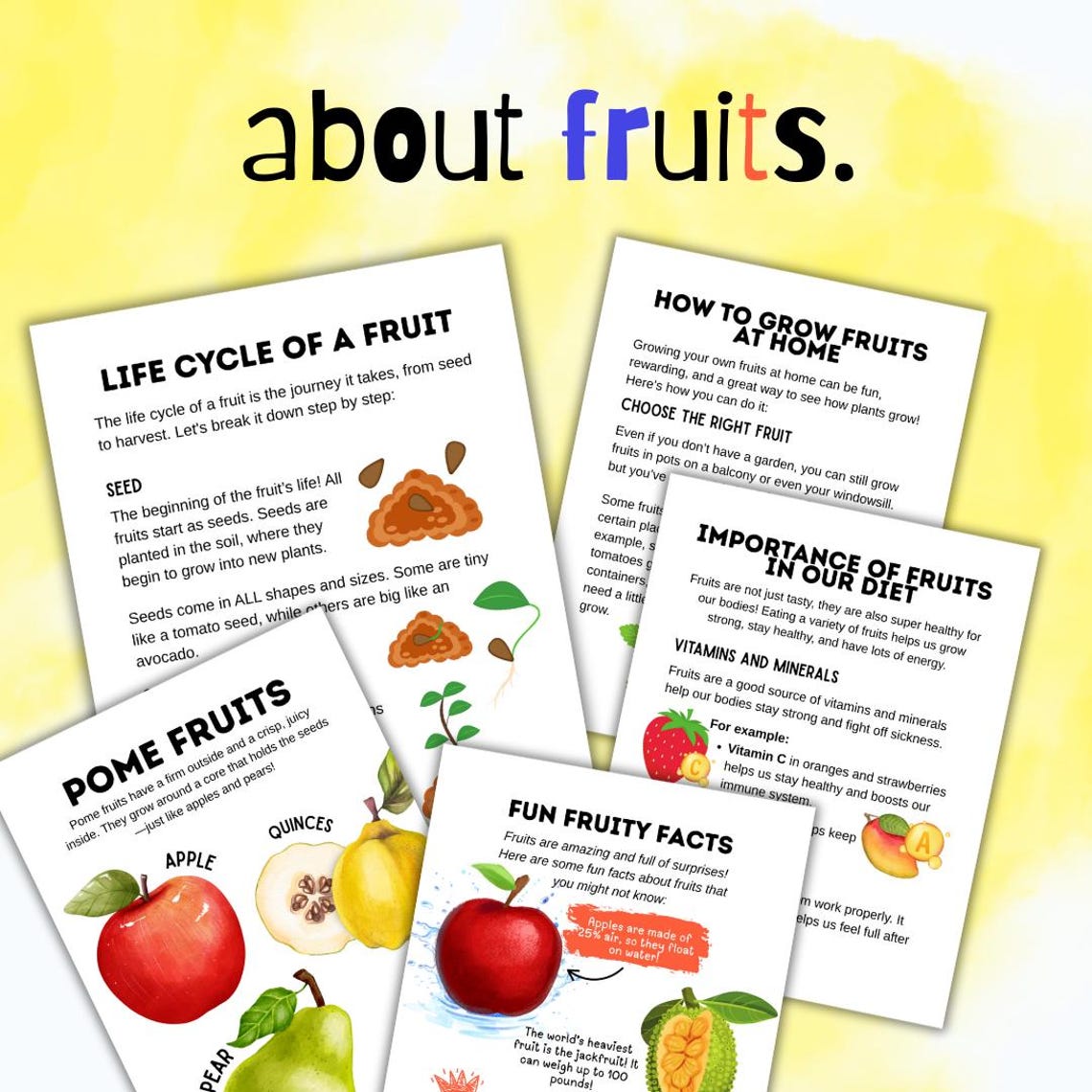 Fruits Homeschool Study Unit | Digital Download Curriculum Learning ...