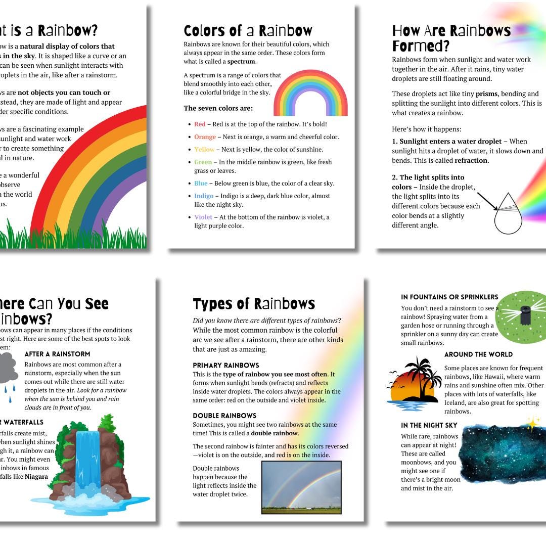 Rainbows Homeschool Mini Study Unit | Digital Download Curriculum - Etsy
