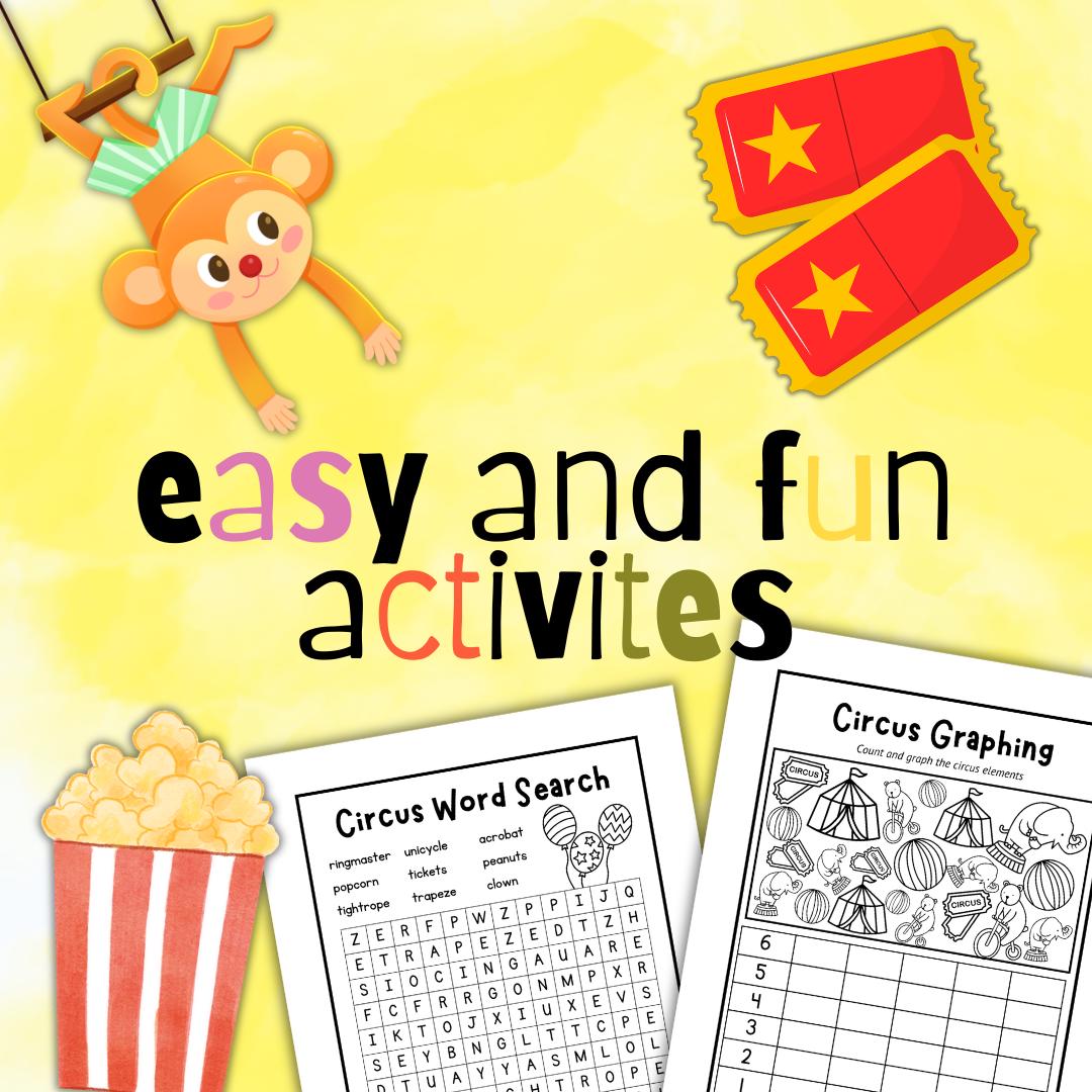 Circus No Prep Worksheet Pack | Math Language Color Skills Digital ...