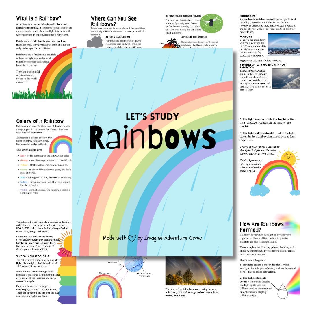 Rainbows Homeschool Mini Study Unit | Digital Download Curriculum - Etsy