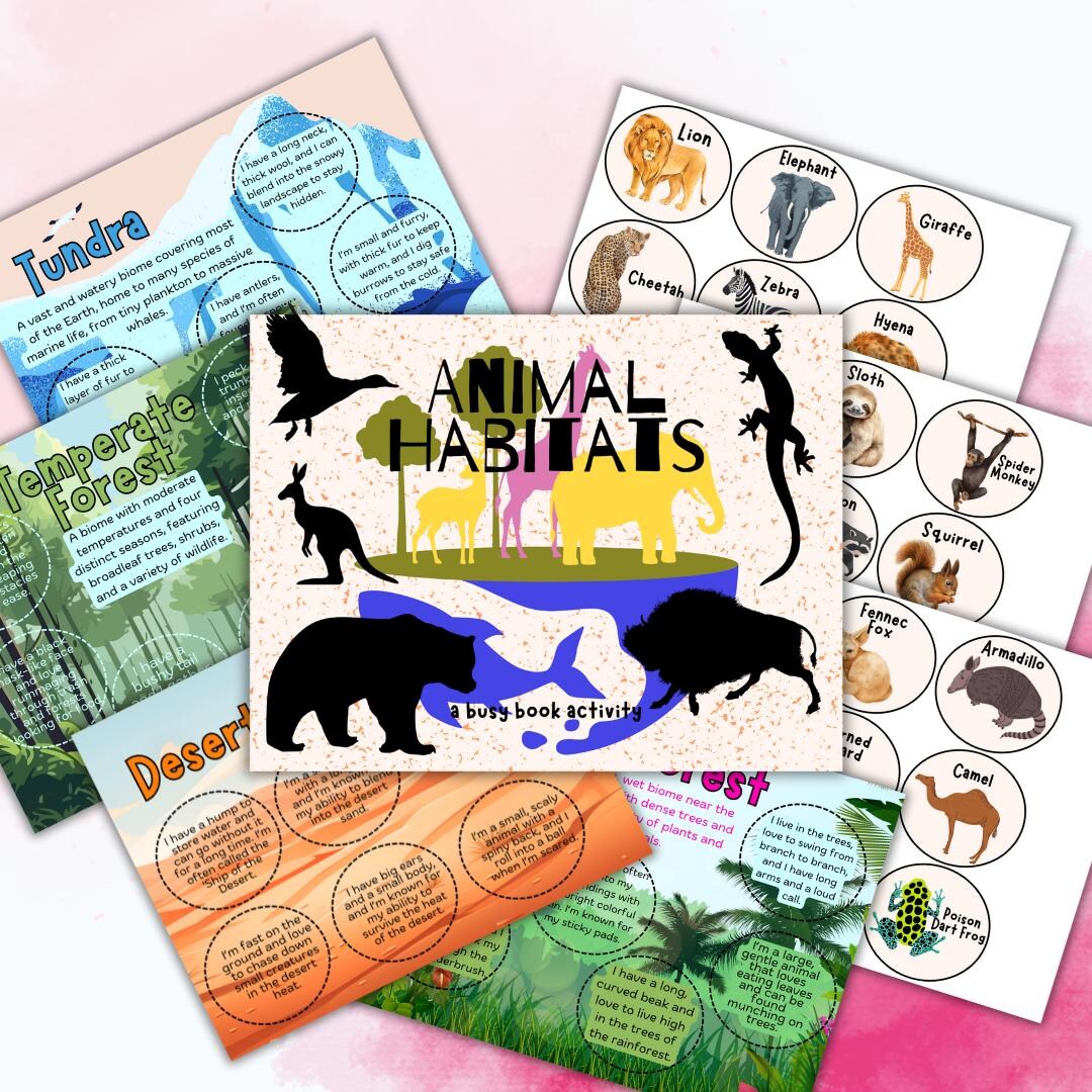 Animal Habitats Busy Book | Homeschool Science Worksheet - Etsy