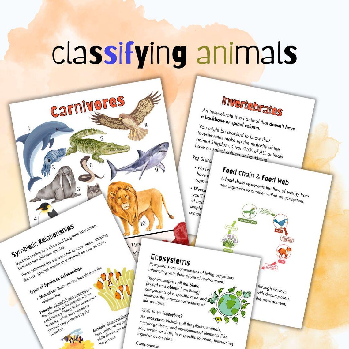 Animal Classifications Homeschool Study Unit | Digital Download ...