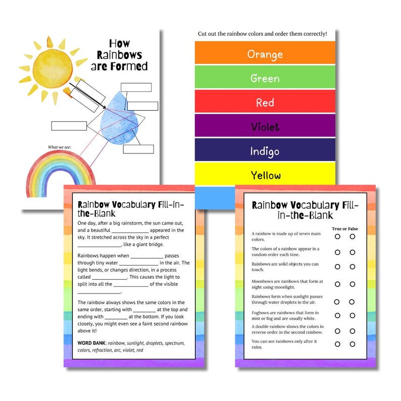 Rainbows Homeschool Mini Study Unit | Digital Download Curriculum - Etsy