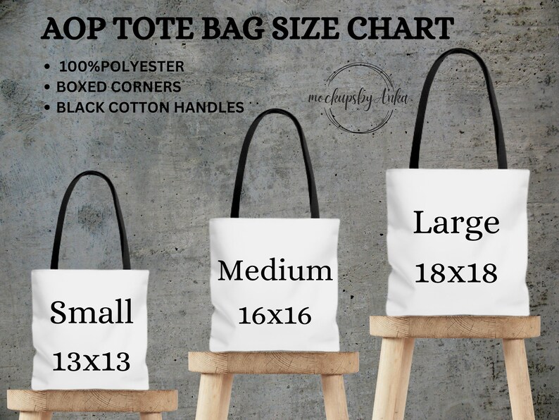 8xaop Tote Bag Size Chart AOP Tote Size Chart Tote Bag - Etsy
