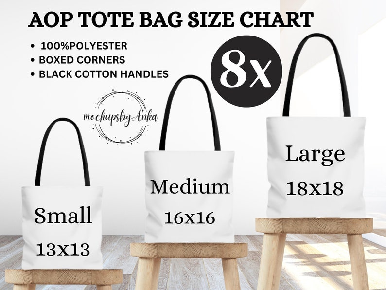 8xaop Tote Bag Size Chart, AOP Tote Size Chart, Tote Bag Mockup Printify, AOP Tote Bag Size ...