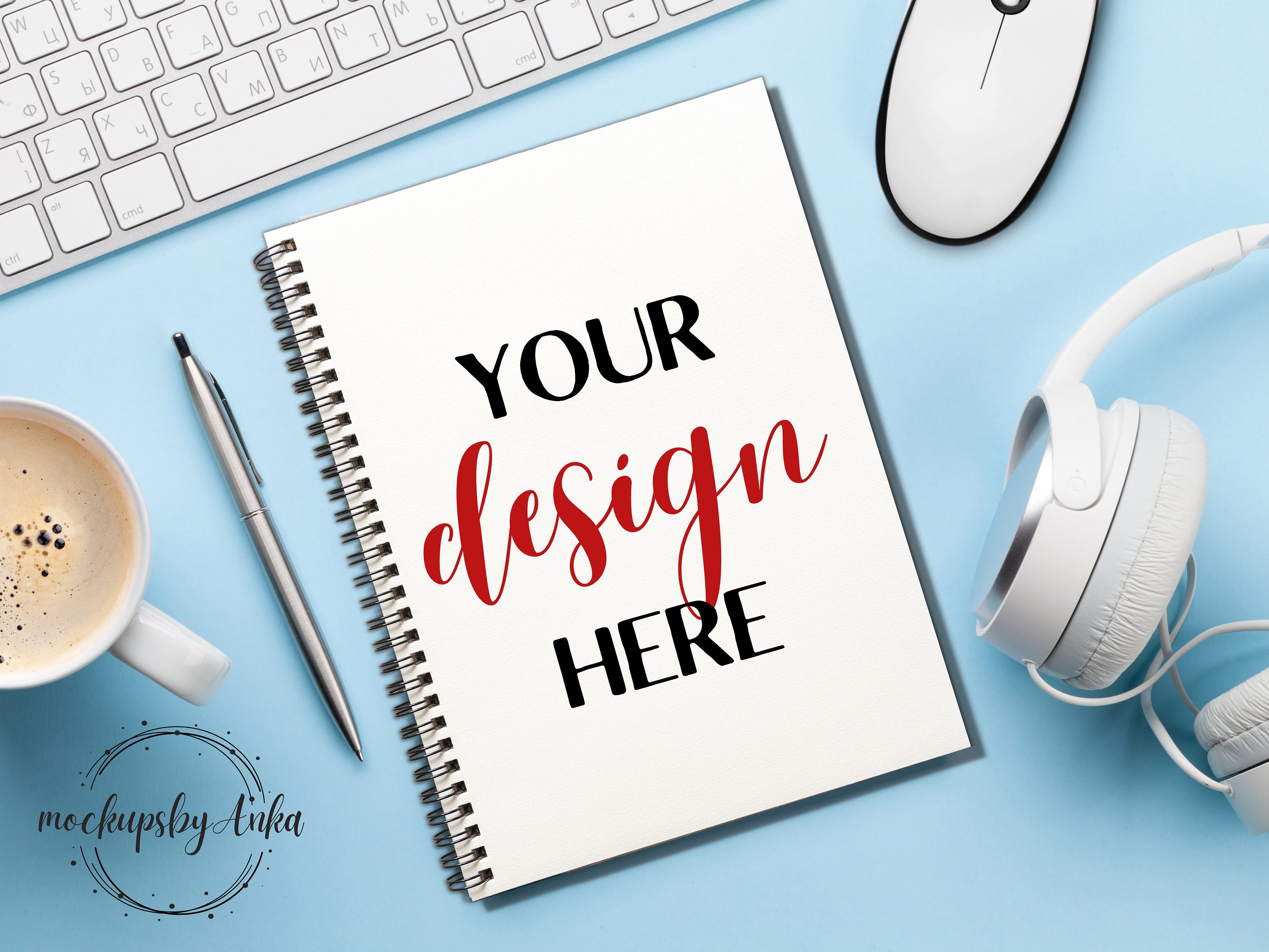 Spiral Bound Notebook Mockup, A5 Notebook Mock Up, Notebook Mockup PSD ...