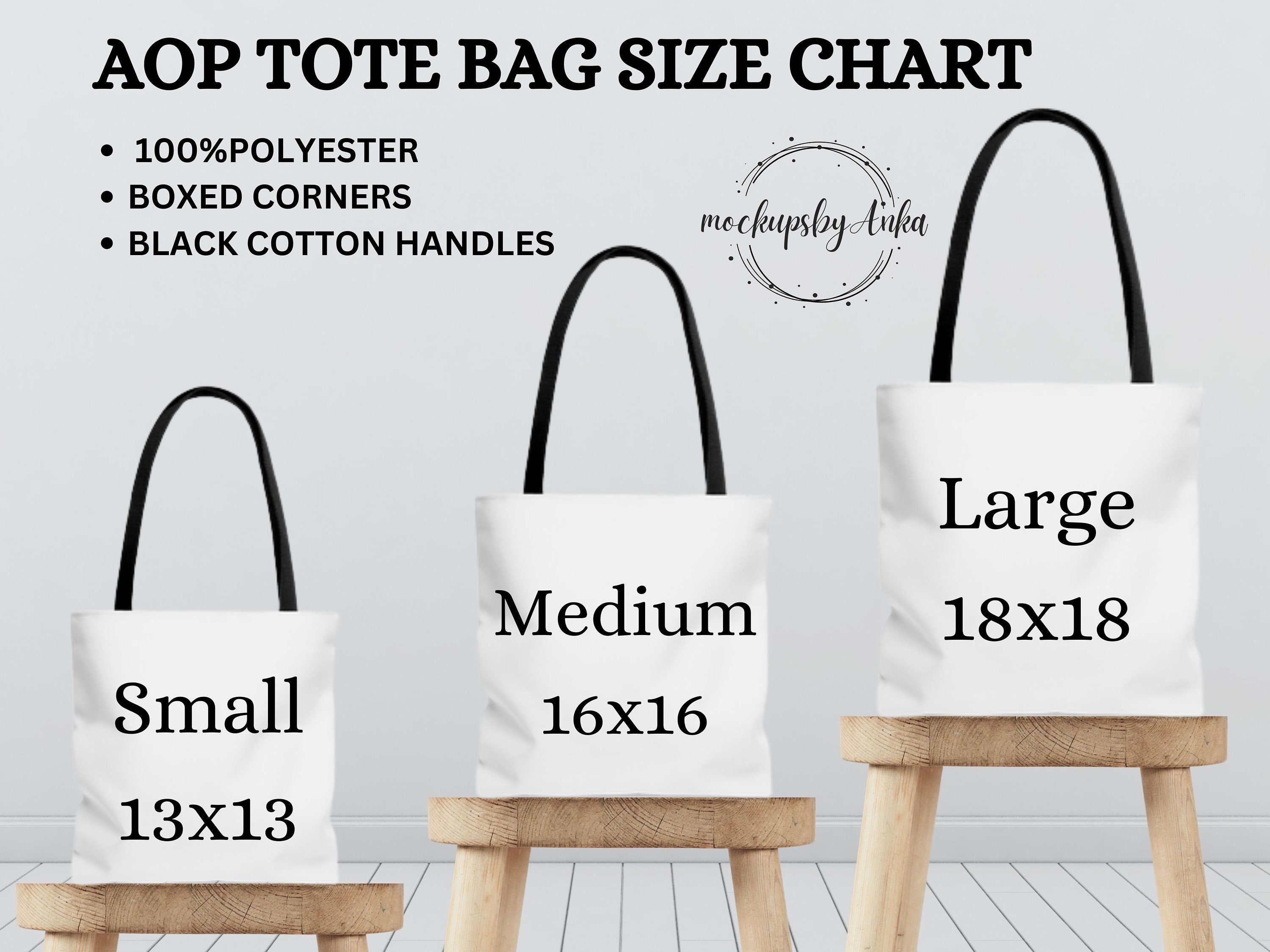 8xaop Tote Bag Size Chart AOP Tote Size Chart Tote Bag - Etsy