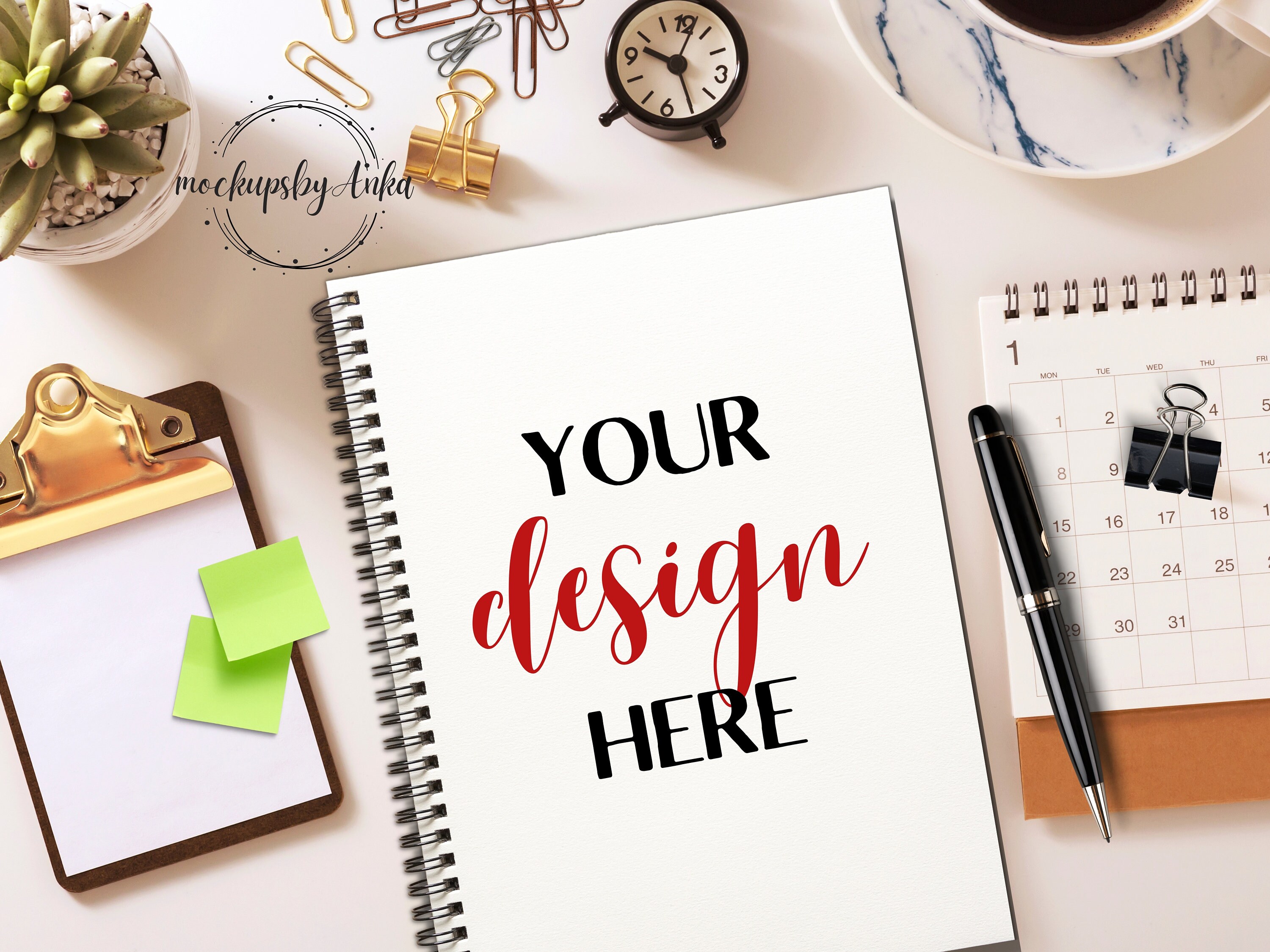 Spiral Bound Notebook Mockup, A5 Notebook Mock Up, Notebook Mockup PSD ...