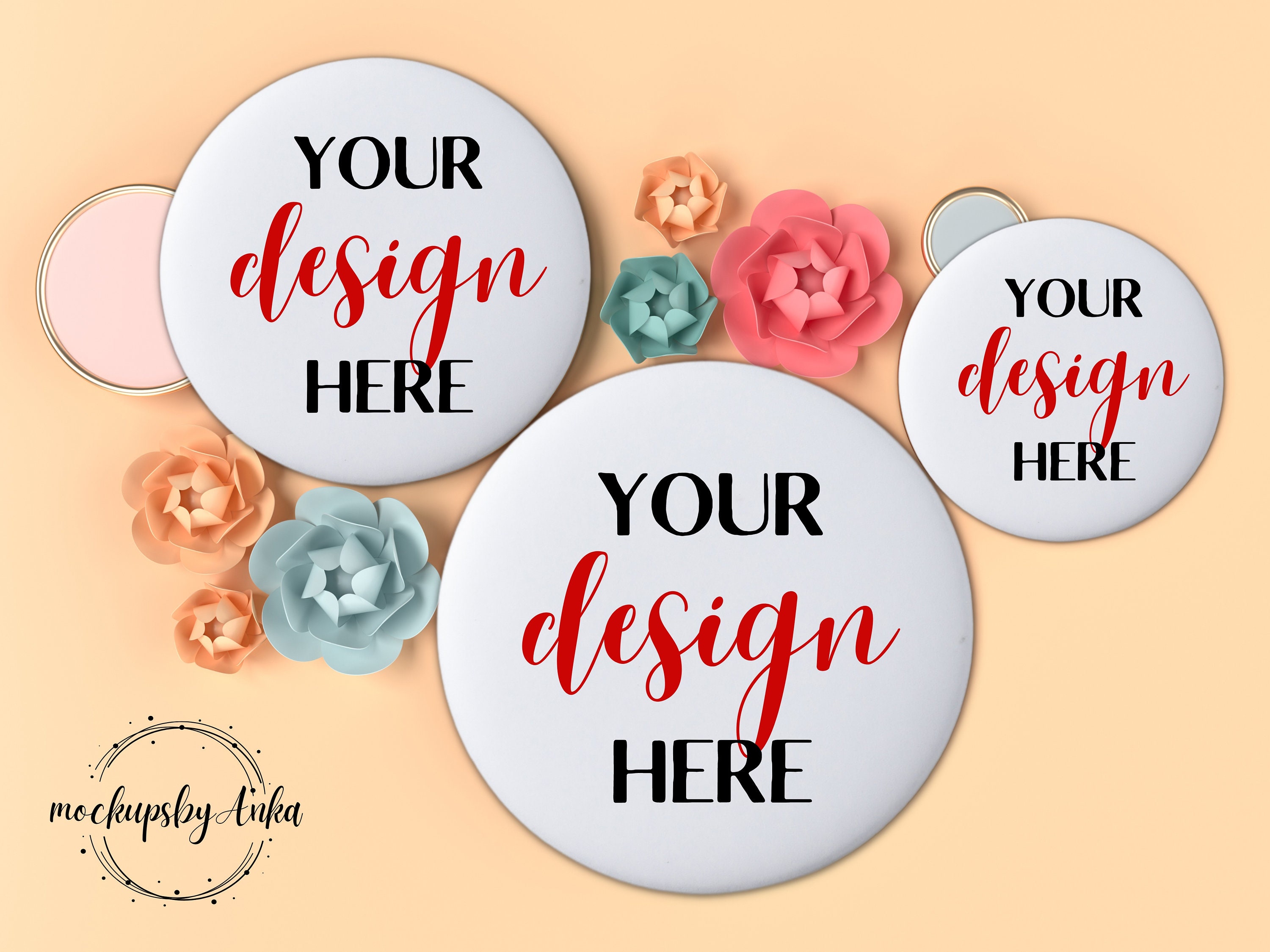 Pin Button Mockup, Button Pinback Mockup, Printify Round Pin Button ...