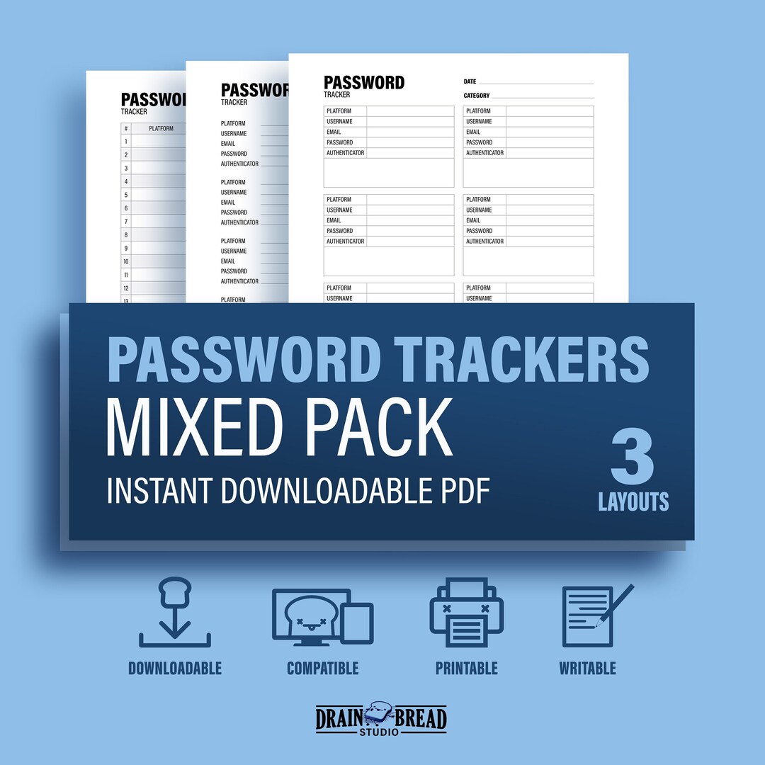Passwords Tracker Accounts Tracker PACK | Printable & Fillable Instant ...