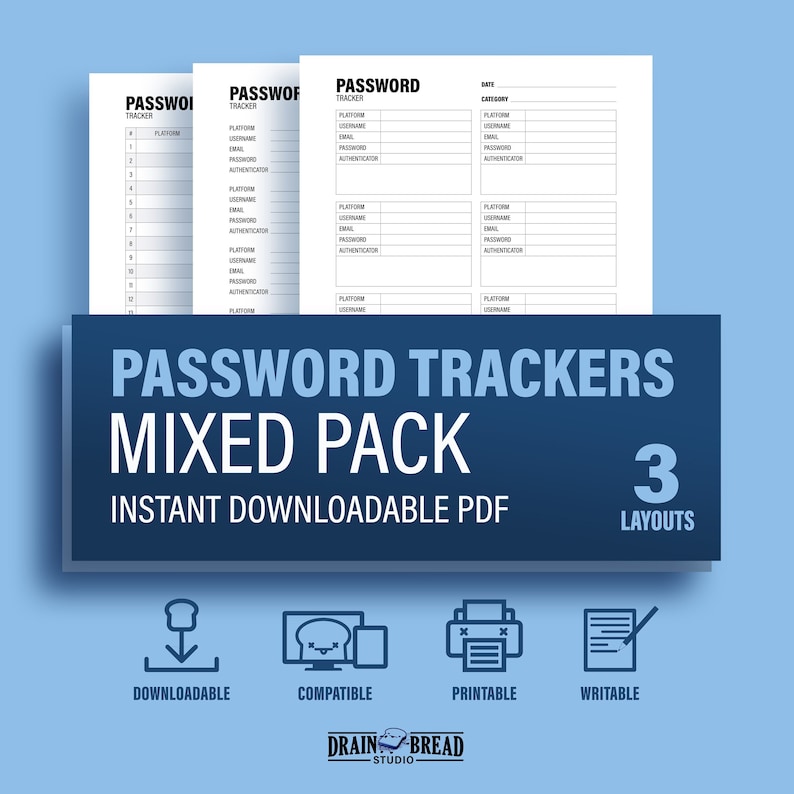 Passwords Tracker Accounts Tracker PACK | Printable & Fillable Instant ...