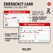 Emergency ID Wallet Card | Personal Medical Info & Emergency Contacts ...