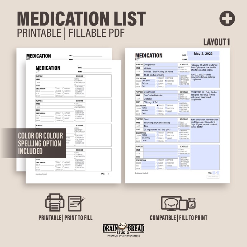 Medication Tracking List Pack With Detailed Description Information ...