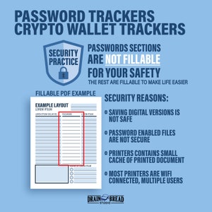 Password Tracker Box Layout With Authenticator | Letter / A4 ...