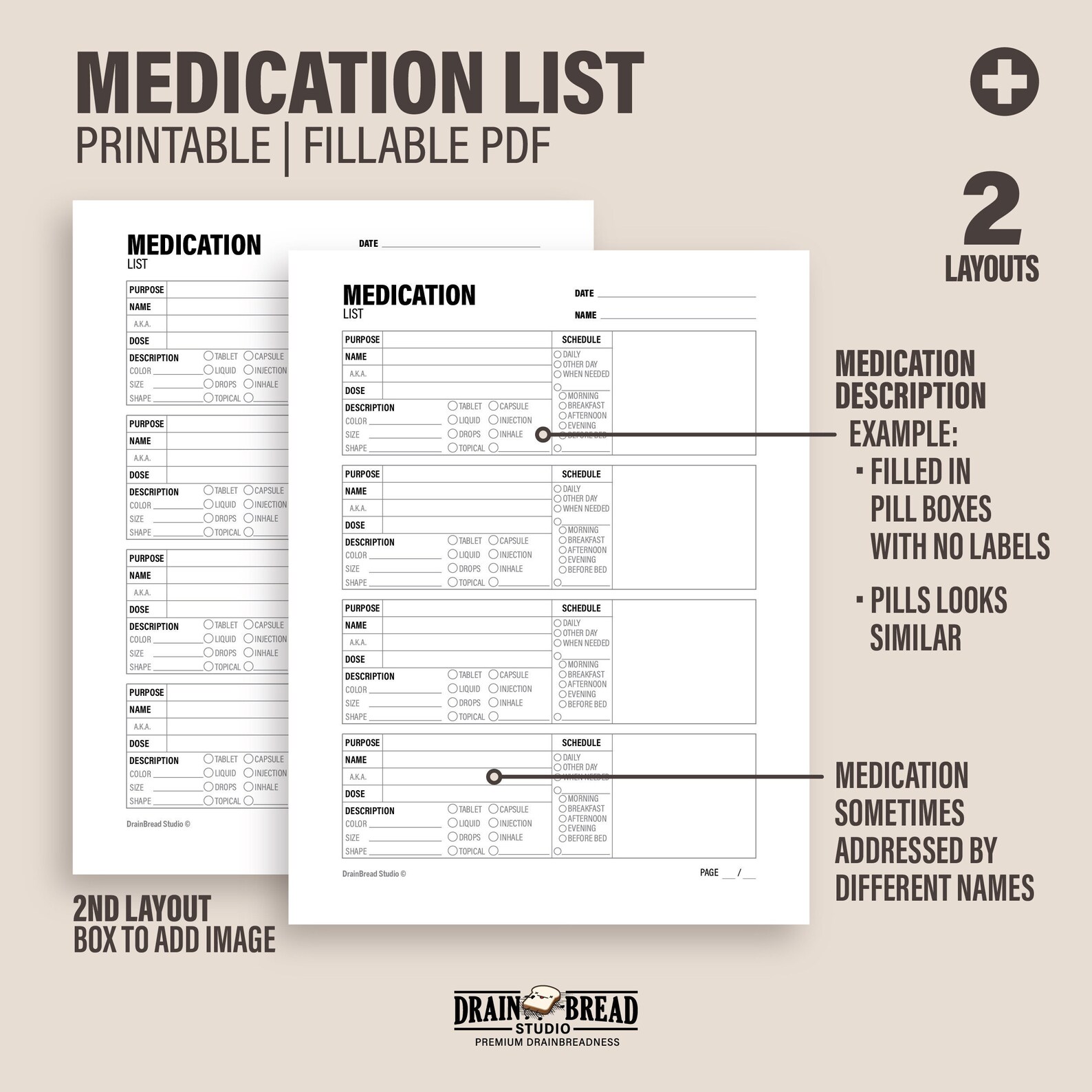Medication Tracking List Pack With Detailed Description Information ...