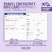 Travel Emergency Card (personal) With Emergency Contacts Med Conditions ...