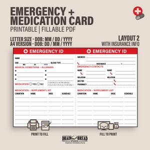 Emergency ID Wallet Card - Customisable Medical Info, Personal Details ...
