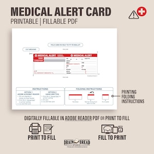 Medical Alert Wallet Card | Quick-access Emergency Info & Contacts ...