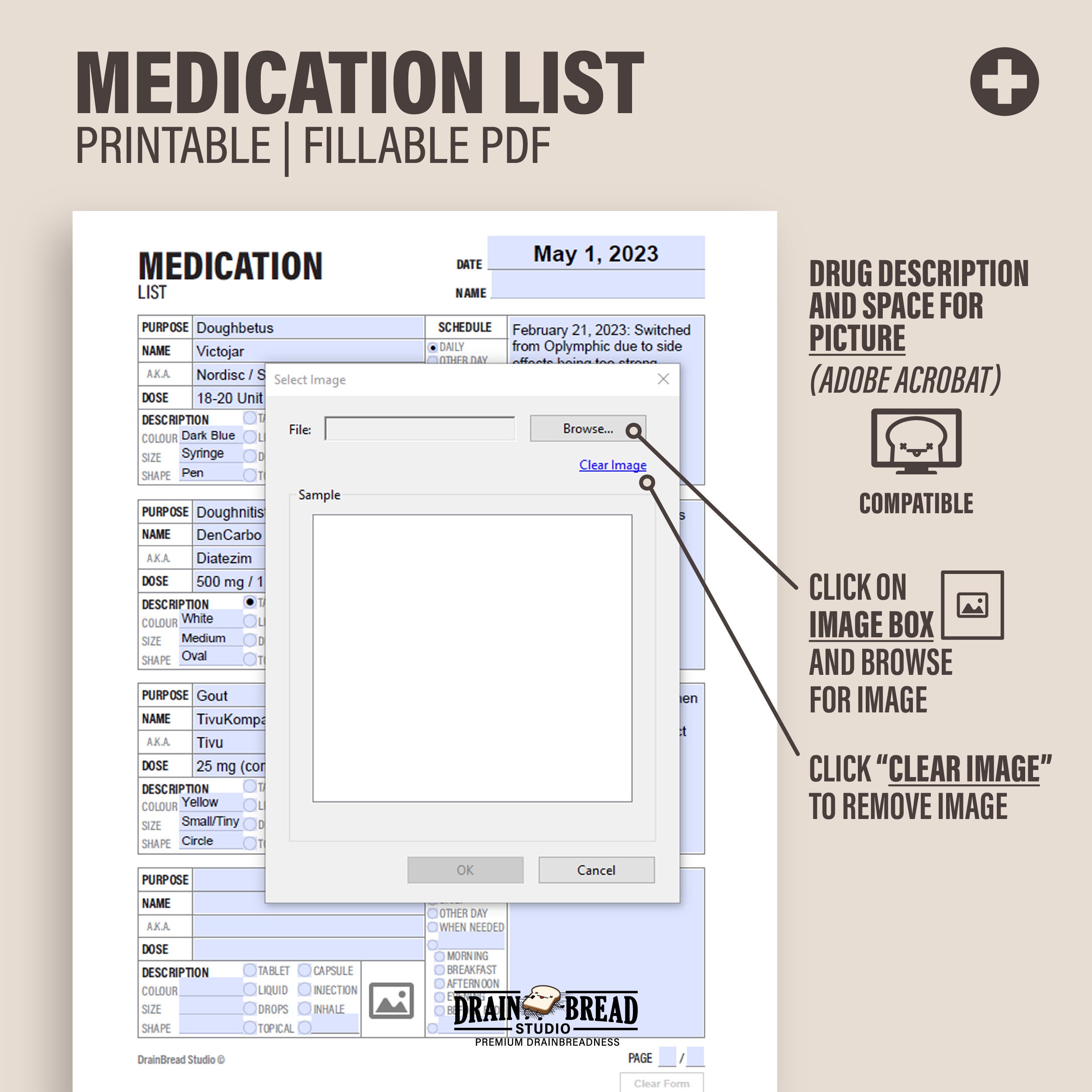 Medication Tracking List With Detailed Description Med Info Schedule ...