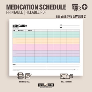Medication Application Schedule LINE Color in Preset or Customisable ...