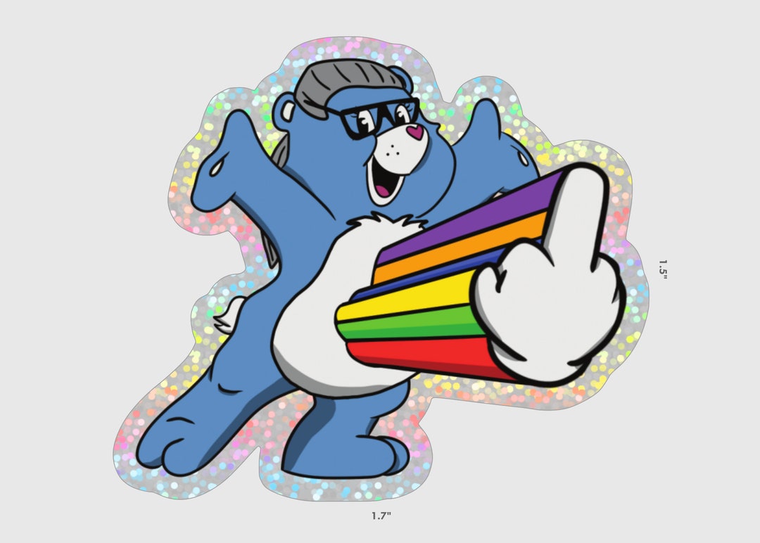Lar-bear Middle Finger Glitter Sticker carebear Remix - Etsy