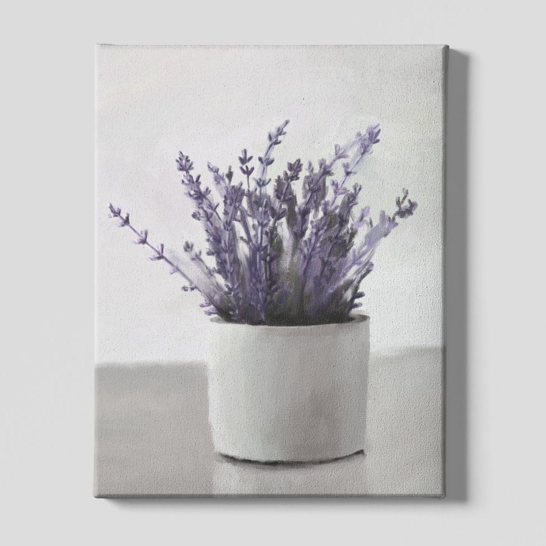 Printable Lavender Flowers Painting, Digital Download, Grey Vase ...