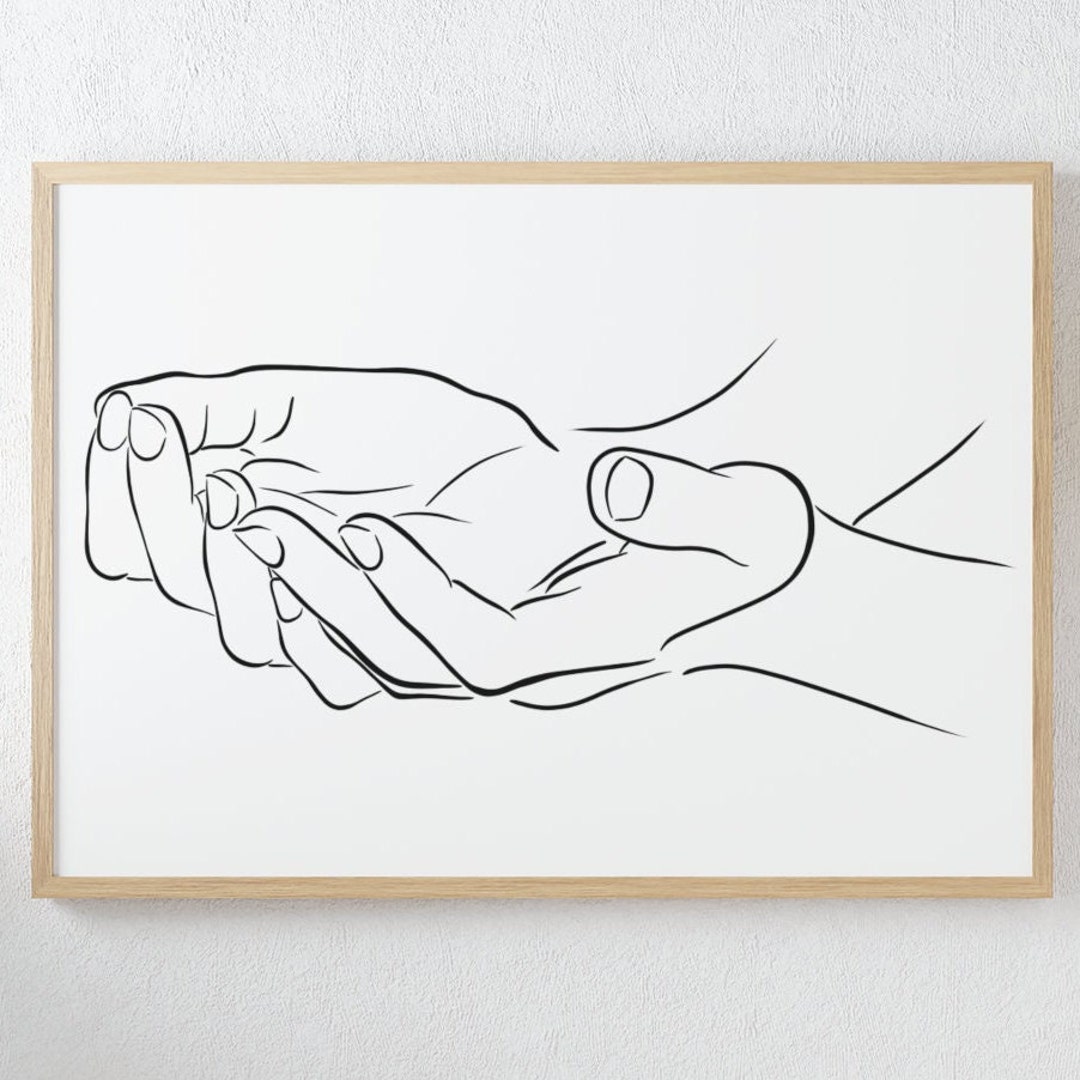 Hands Praying Line Art, Receiving Hands Art, Hands Line Drawing ...