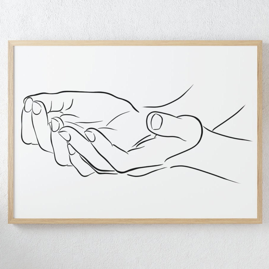 Hands Praying Line Art, Receiving Hands Art, Hands Line Drawing ...