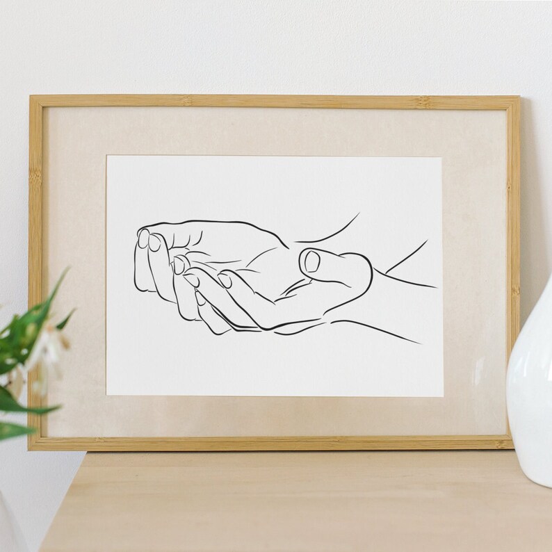 Hands Praying Line Art, Receiving Hands Art, Hands Line Drawing ...