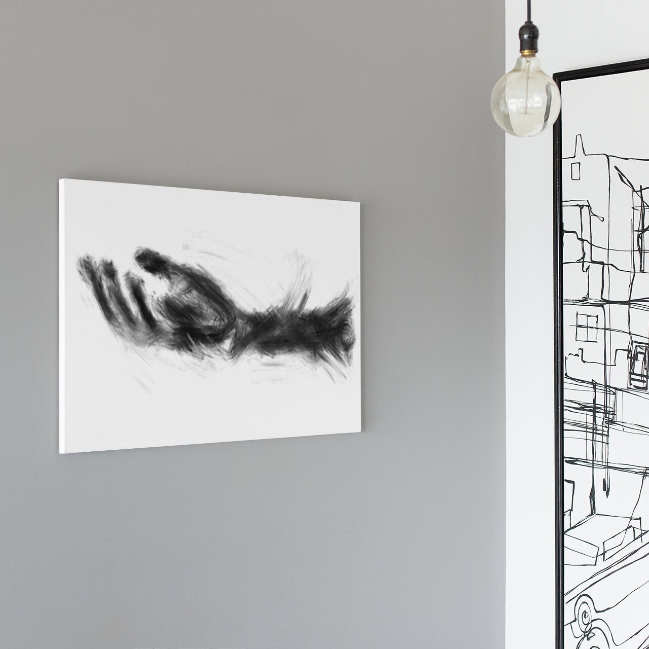 Abstract Hand Art Print, Charcoal Drawing, Praying Hands (digital ...
