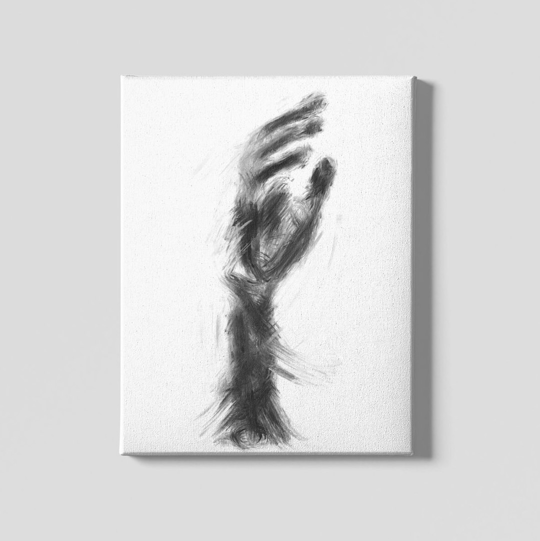 Abstract Digital Download, Hand Art, Worship Touching Hands, Charcoal ...
