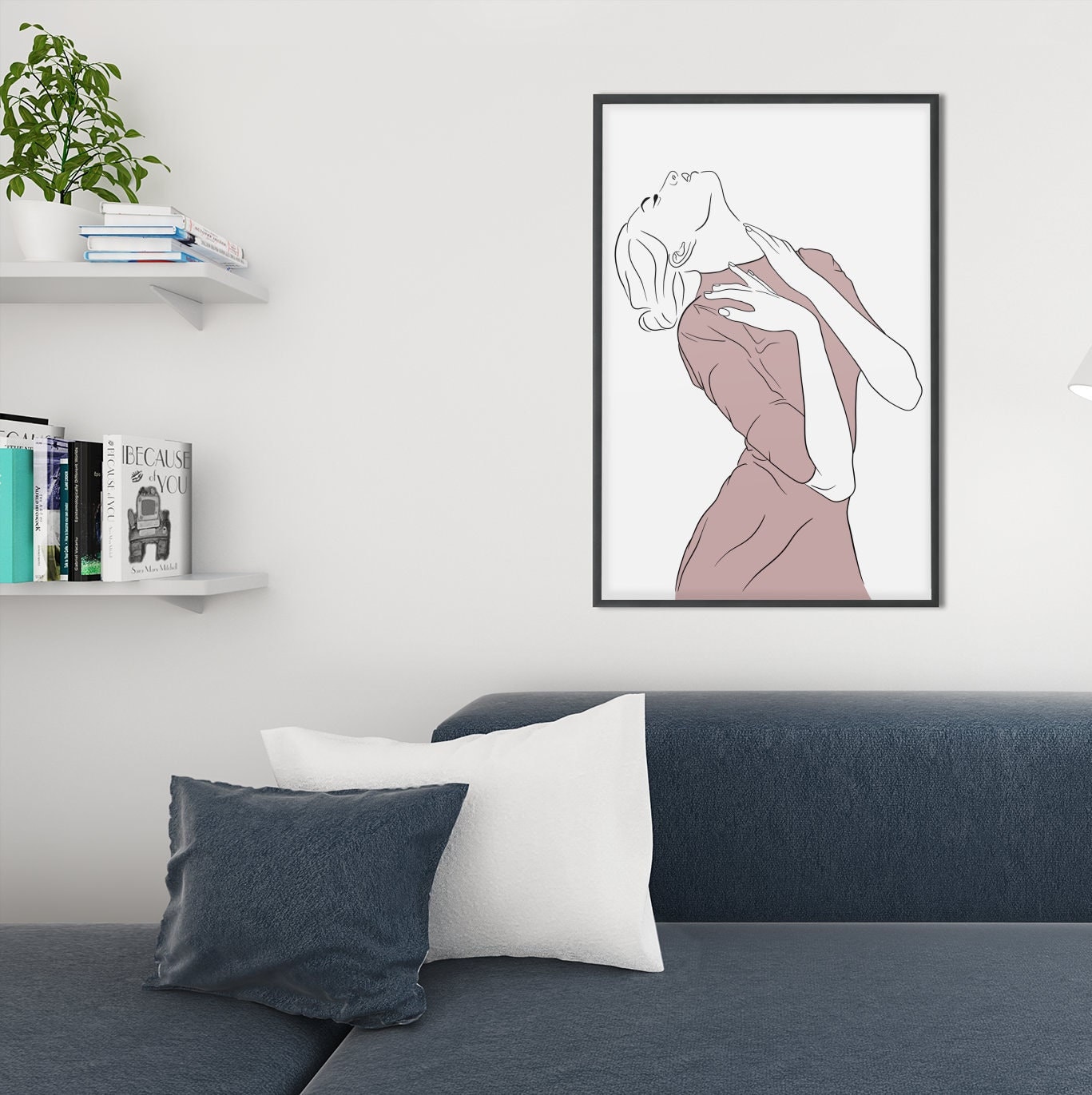 Pink Dress Line Drawing Sensual Art Print Dirty Pink - Etsy