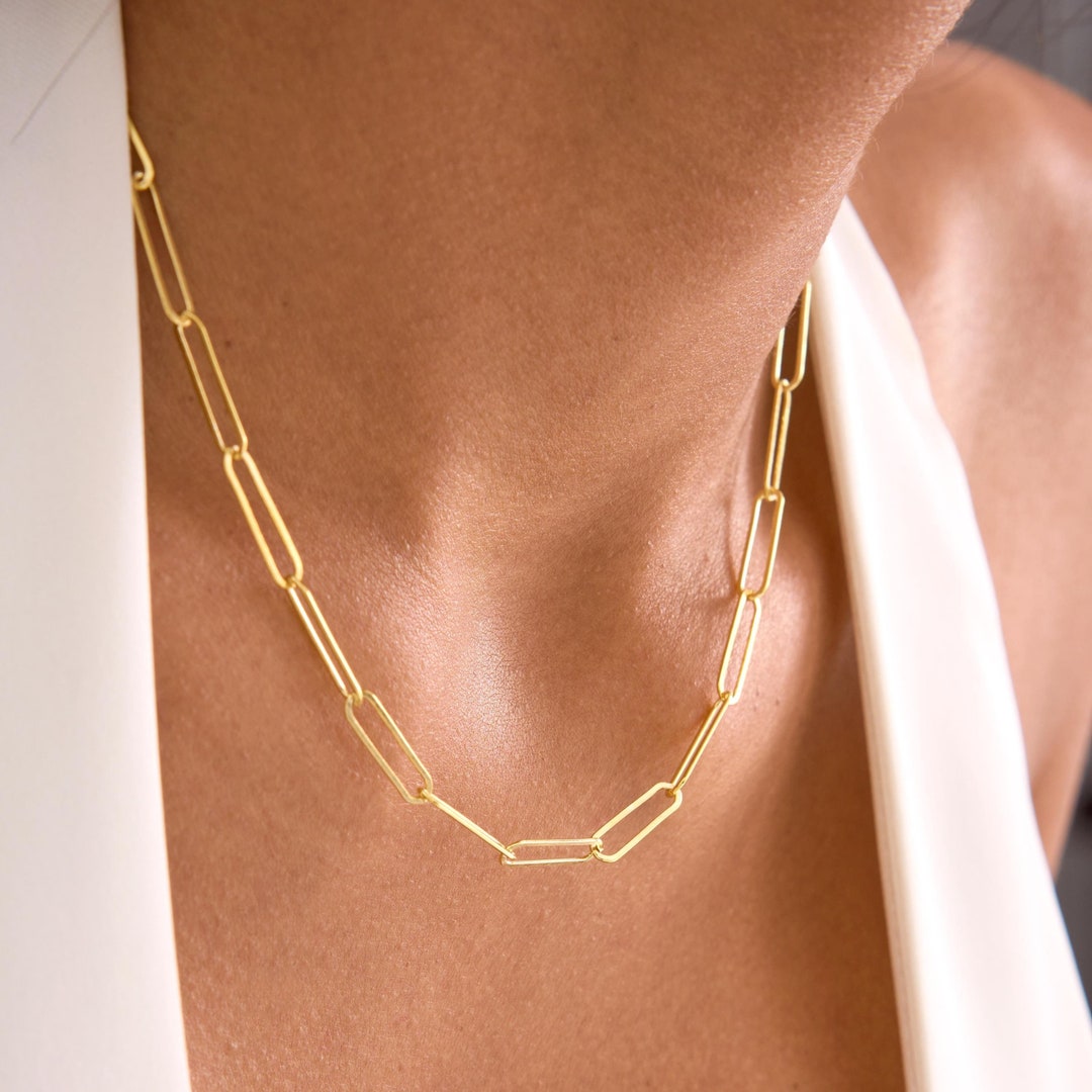 Gold Paperclip Necklace, Dainty Paperclip Chain, Delicate Paperclip ...