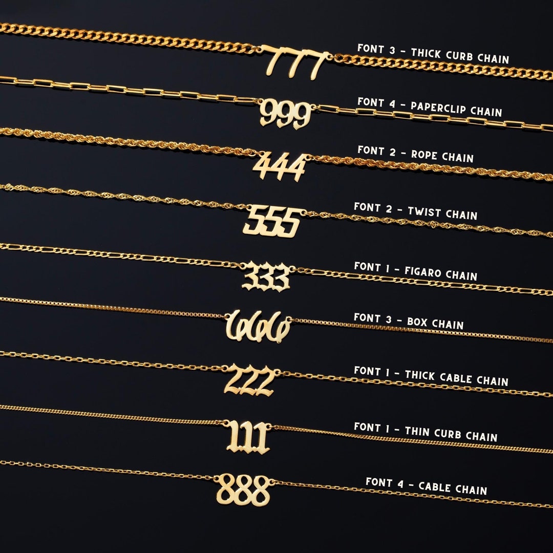 Angel Number Necklace • 111, 222, 333, 444, 555, 666, 777, 888, 999 ...
