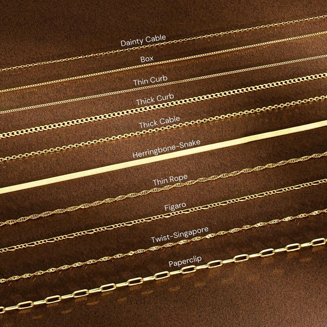 14K Gold Delicate Chain Necklace for Women, Herringbone Chain ...