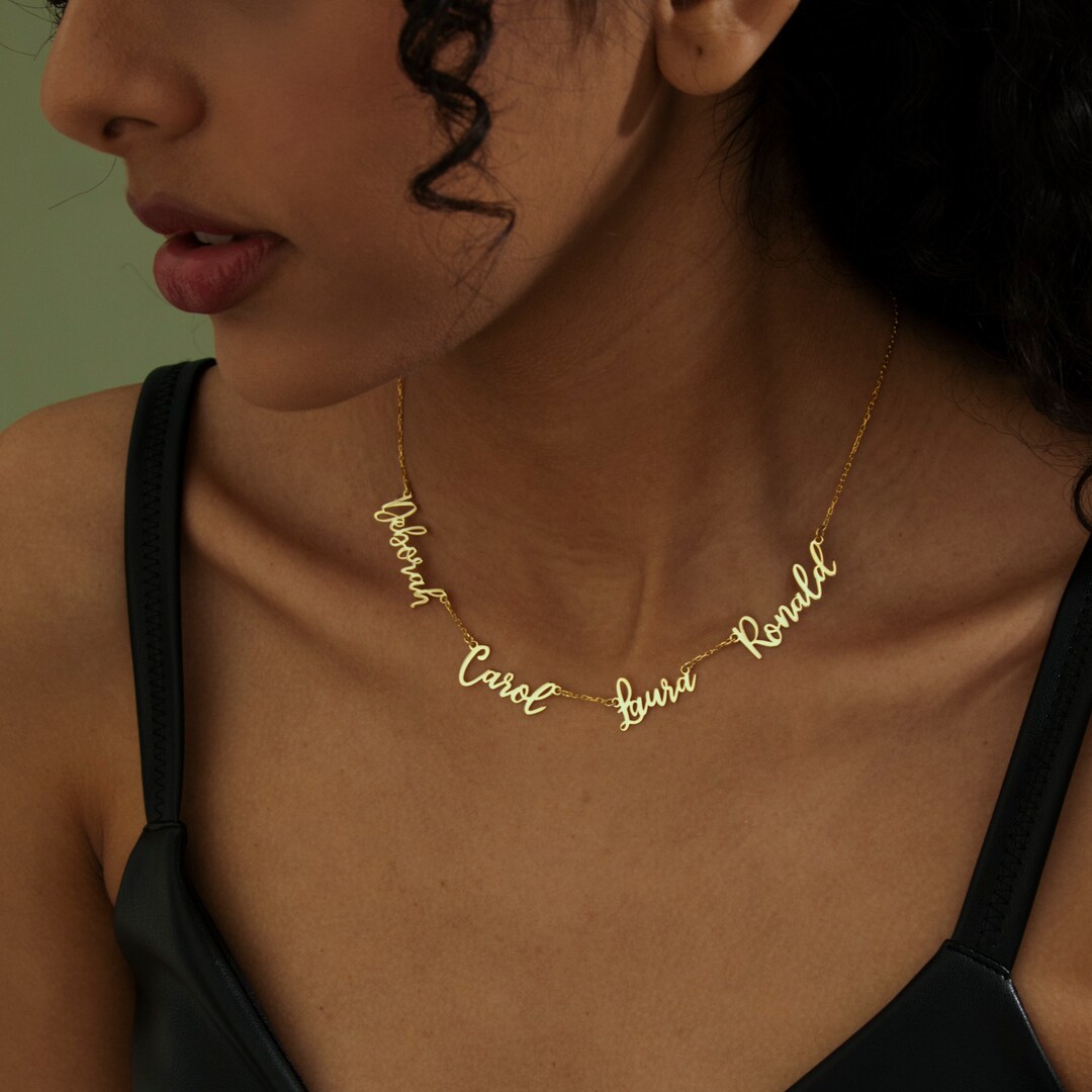 Custom Family Name Necklace - Personalized Kids Names - Family Necklace ...