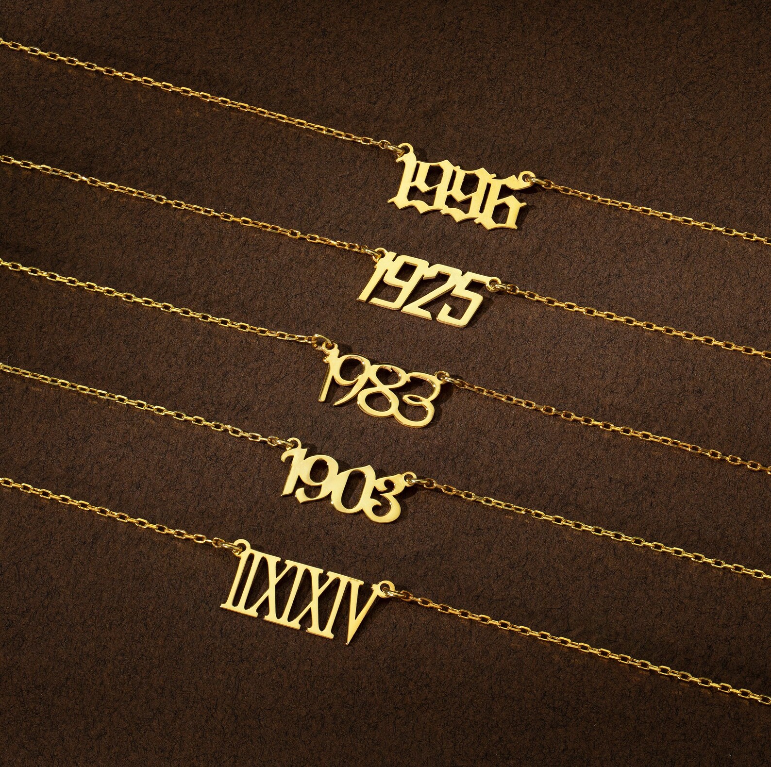 Custom Gold Number Necklace, Personalized Birth Year Necklace, Handmade ...