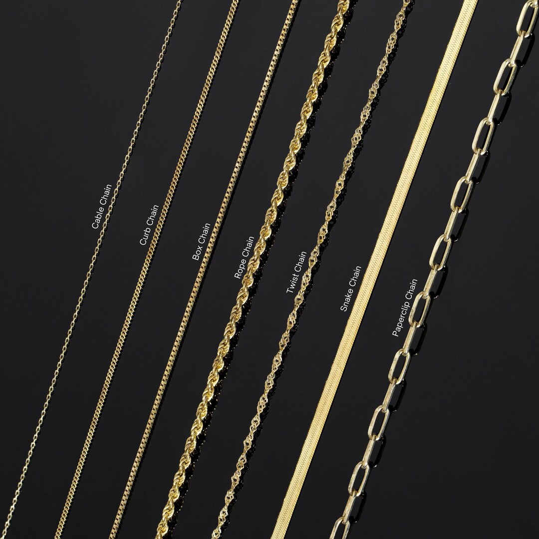 14k Gold Bracelet Chains for Women - Paperclip, Box, Snake Chain, Rope ...