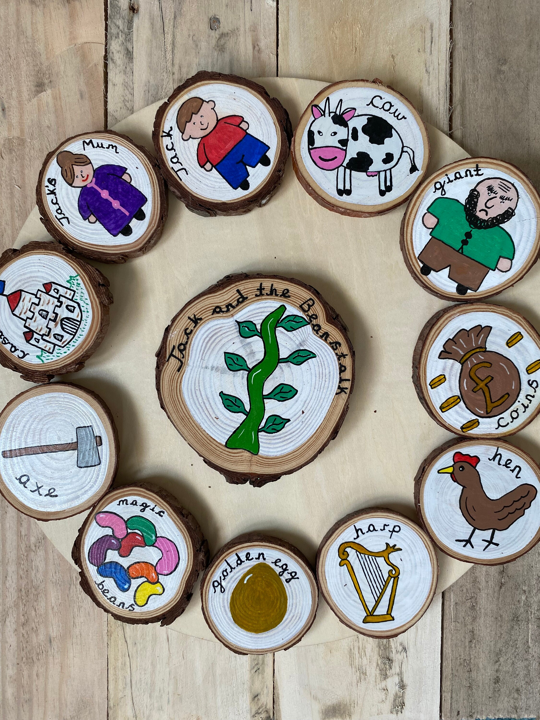 Jack and the Beanstalk Story Log Slices - Etsy UK