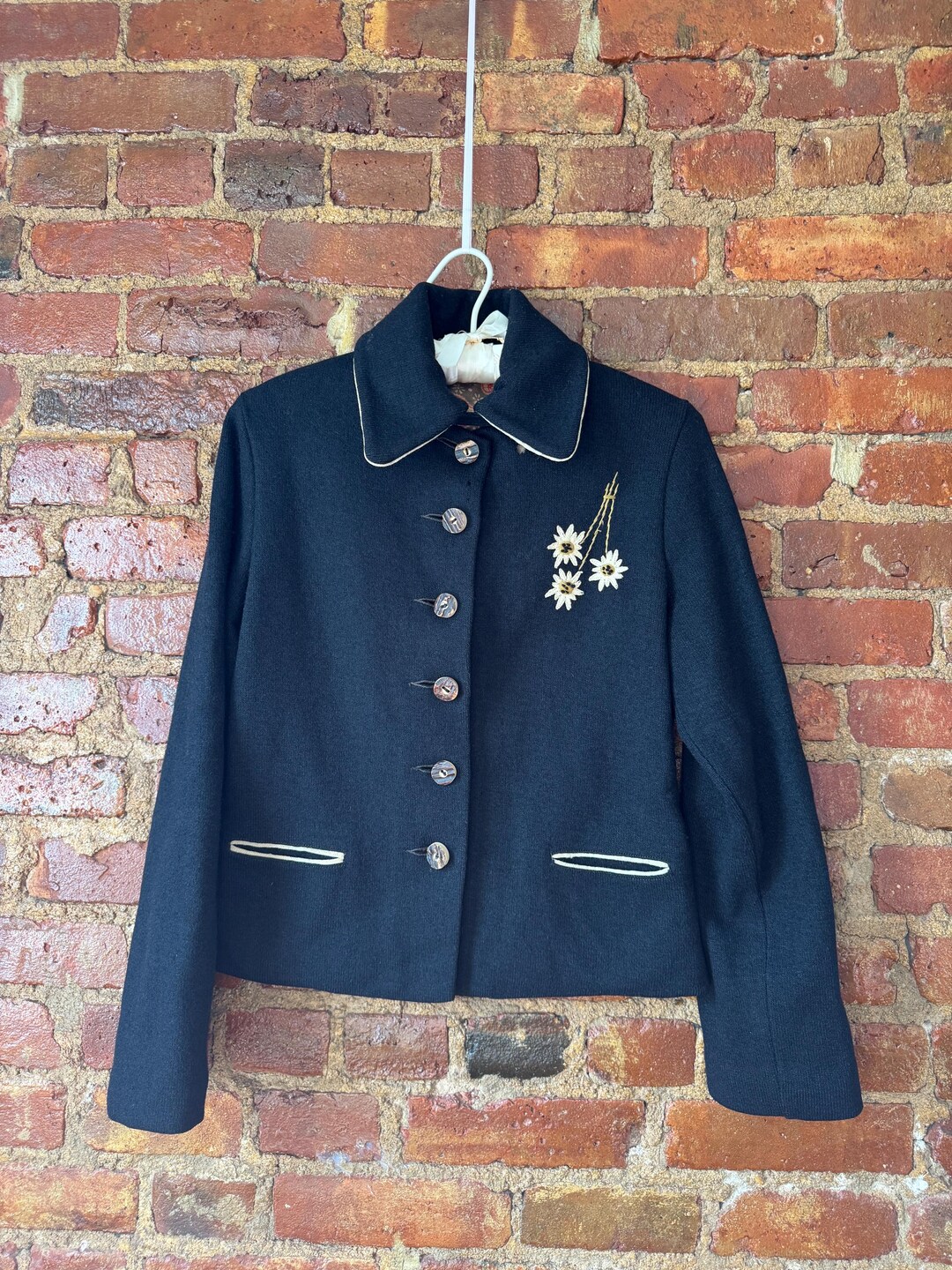 1940s Wool Jacket Edelweiss Embroidered Alpine Apolda New York - Etsy