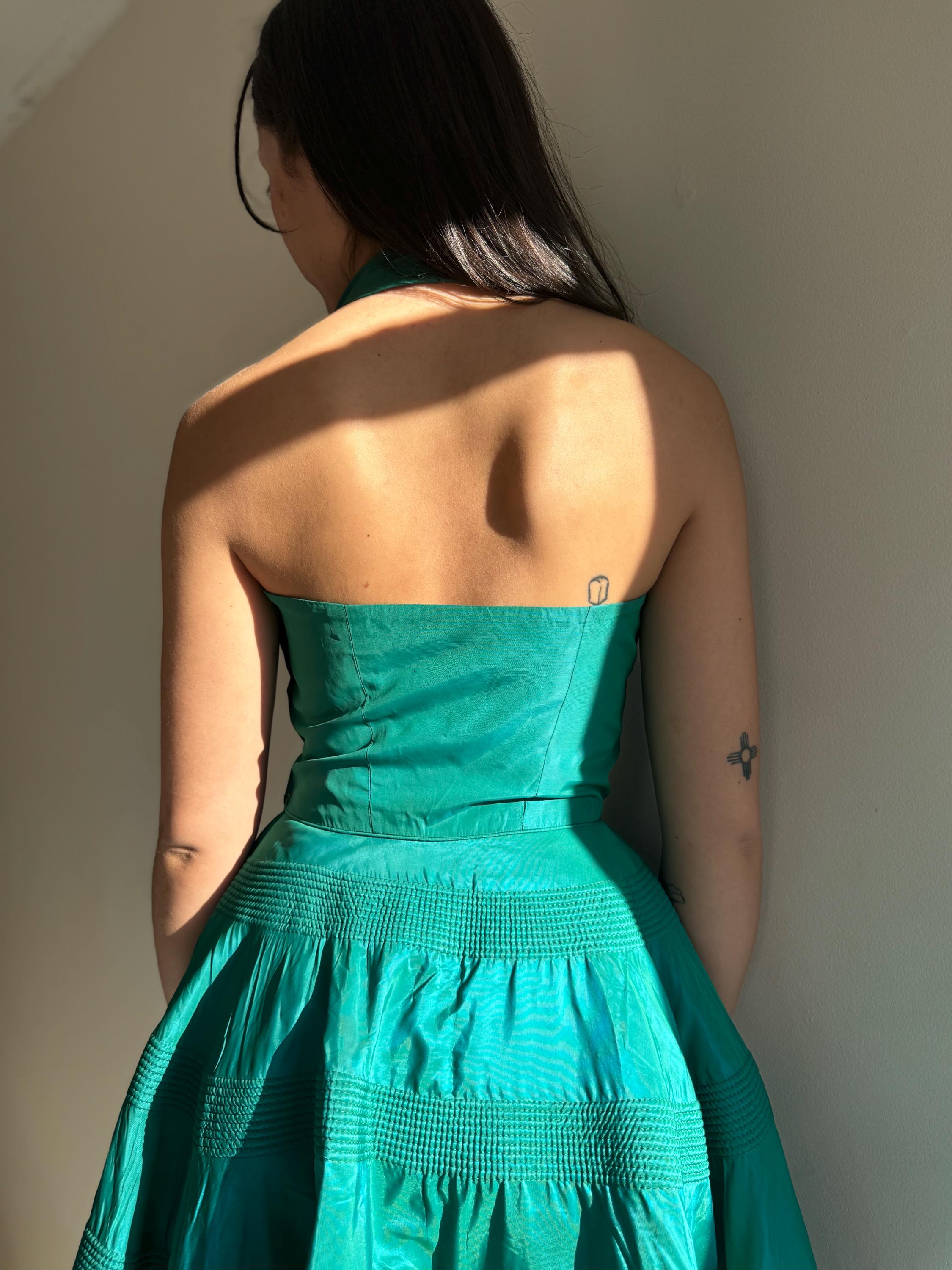 1950s Fred Perlberg Emerald Holiday Dress – Strapless Vintage Fit and ...