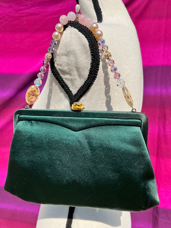 1950s Emerald Green silk Purse | MORRIS MOSKOWITZ eve… - Gem