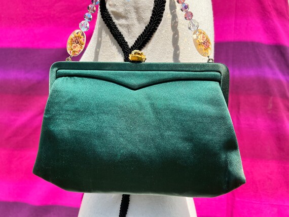 1950s Emerald Green silk Purse | MORRIS MOSKOWITZ eve… - Gem