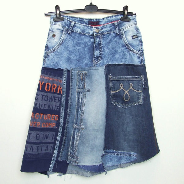 Upcycled Denim Skirt - Etsy